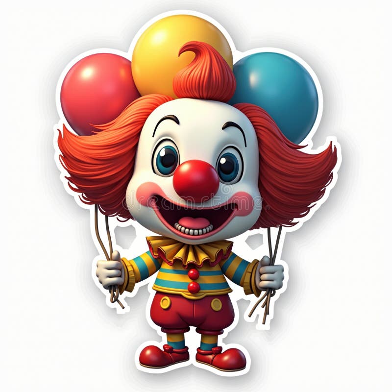 Cheerful Cartoon Clown with Balloons Stock Illustration - Illustration ...