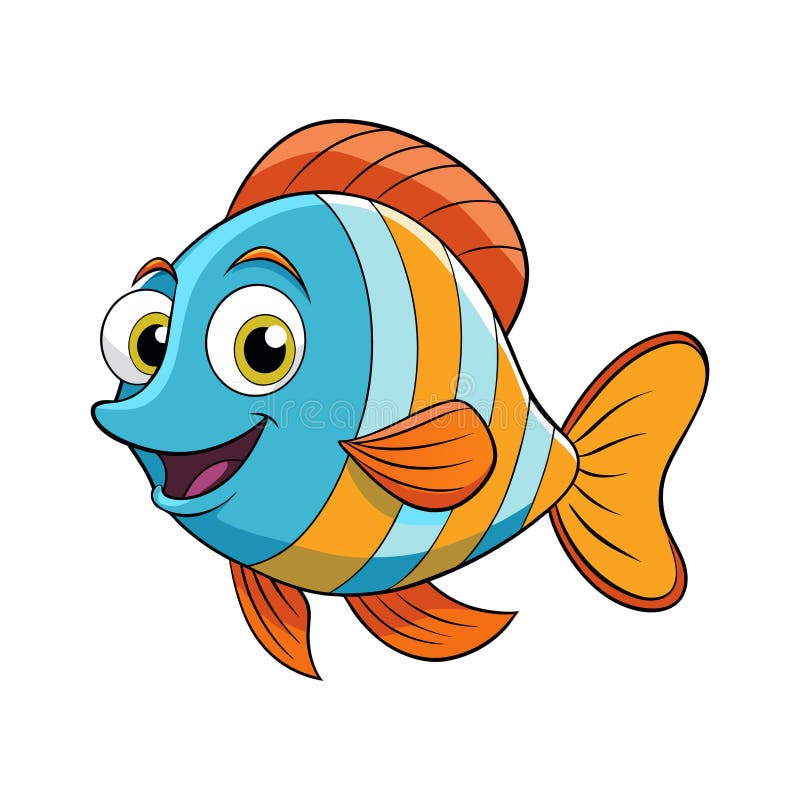 A Cheerful Cartoon Discus Fish on a White Background Stock Illustration ...