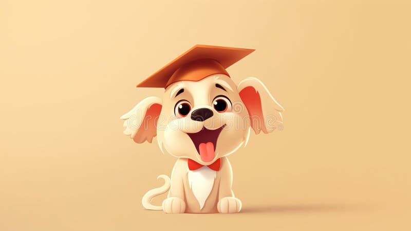 Cheerful Cartoon Dog in a Graduation Cap. Stock Illustration ...