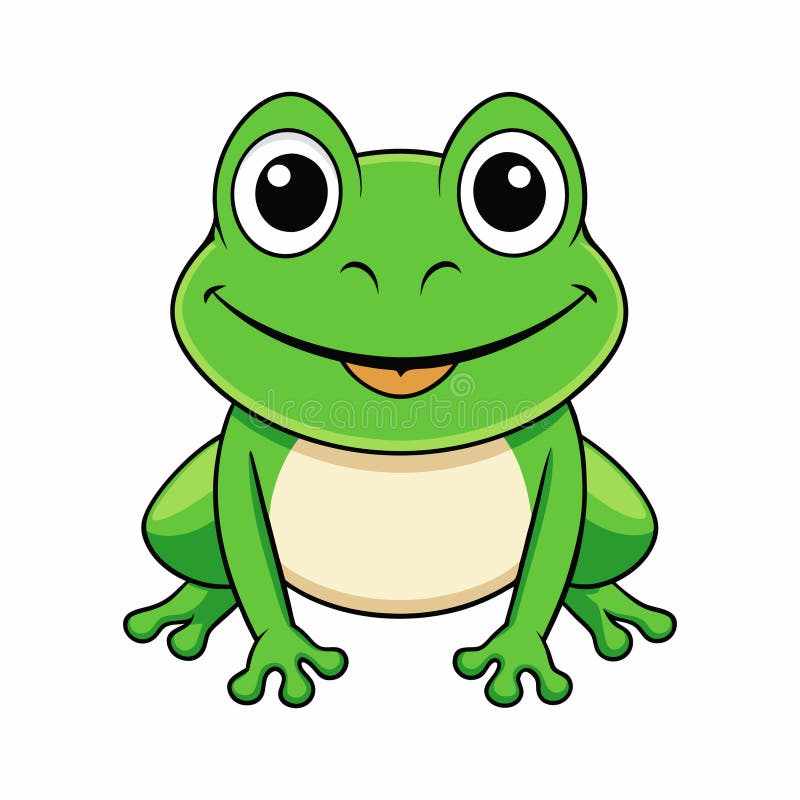 A Cheerful Cartoon Green Frog with Tongue Out Stock Vector ...