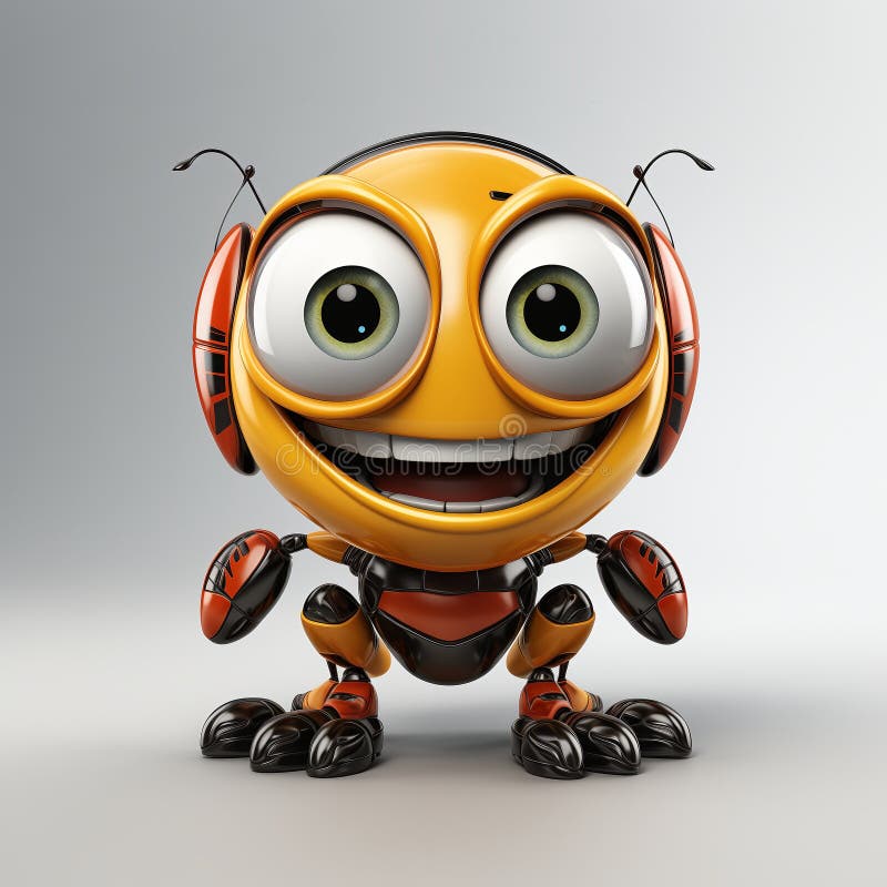 A Cheerful Cartoon Insect Character Posing Showing a Bright Smile ...
