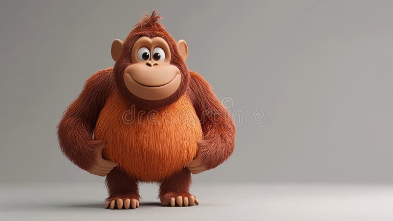 Cheerful Cartoon Monkey. CG Character with a Friendly Expression ...