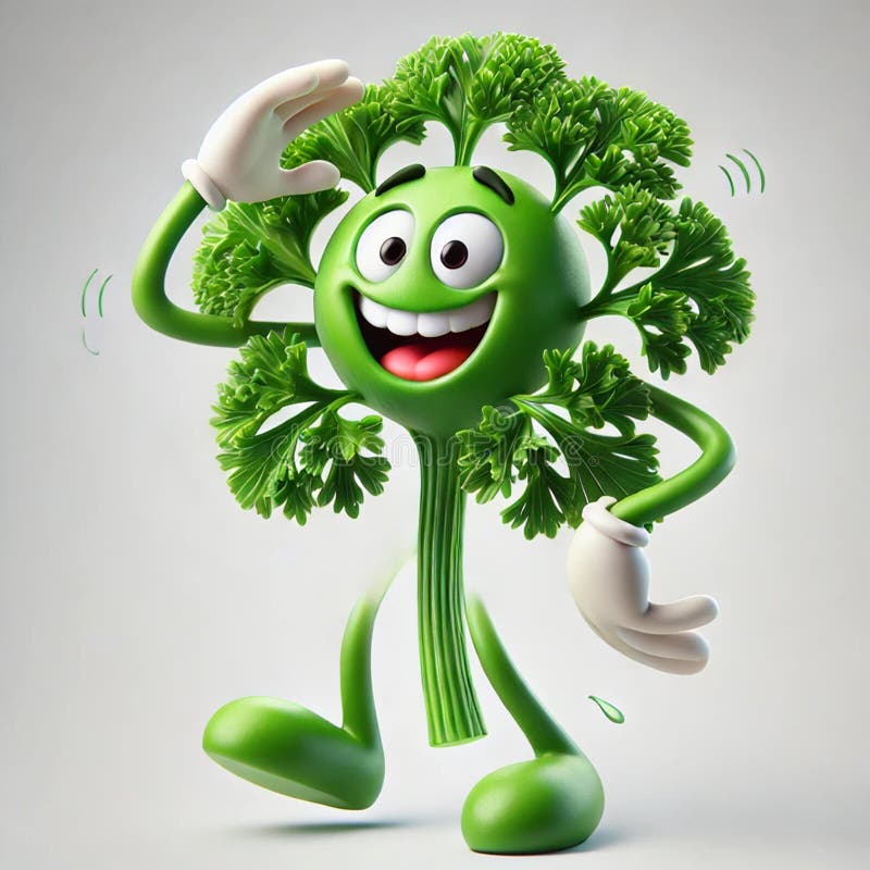 Cheerful Cartoon Parsley stock illustration. Illustration of comic ...
