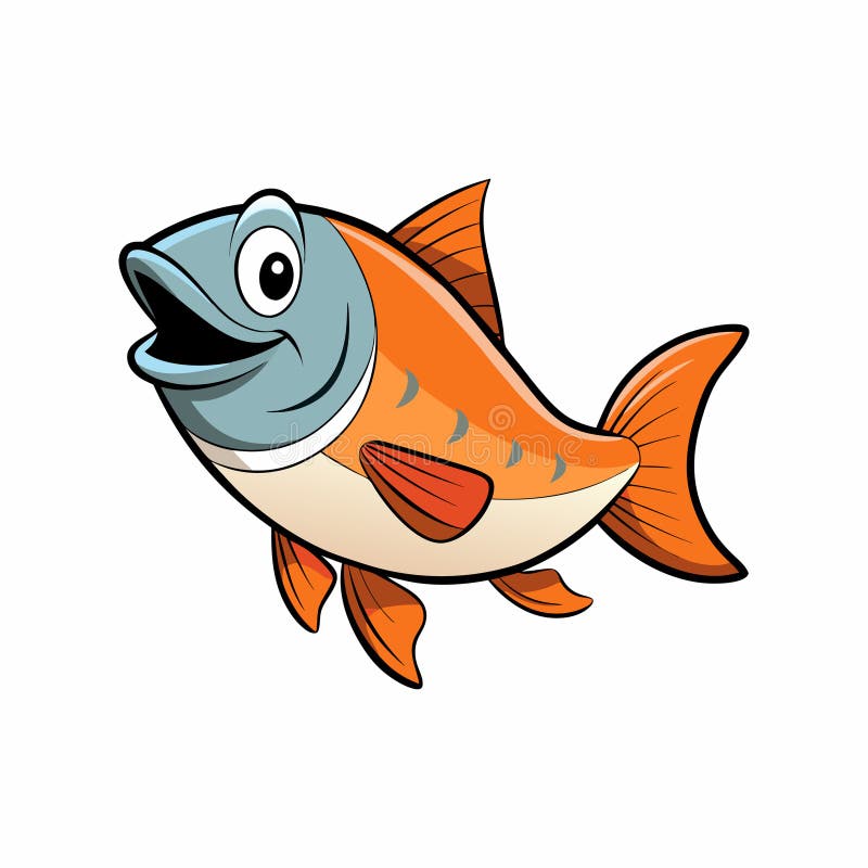 Cheerful Cartoon Salmon Fish Illustration Stock Vector - Illustration ...