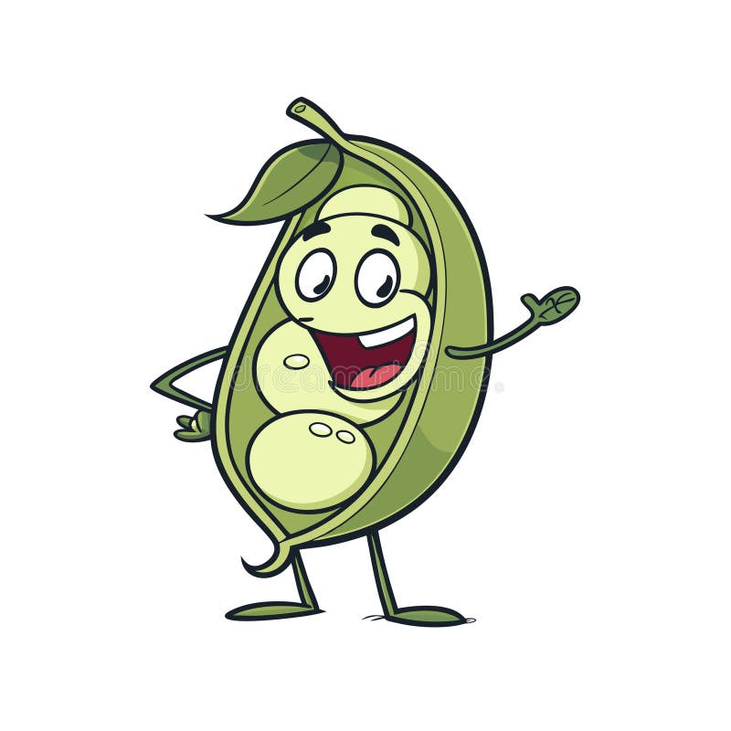 Cheerful Cartoon Soybean Pod Character Illustration Stock Vector ...