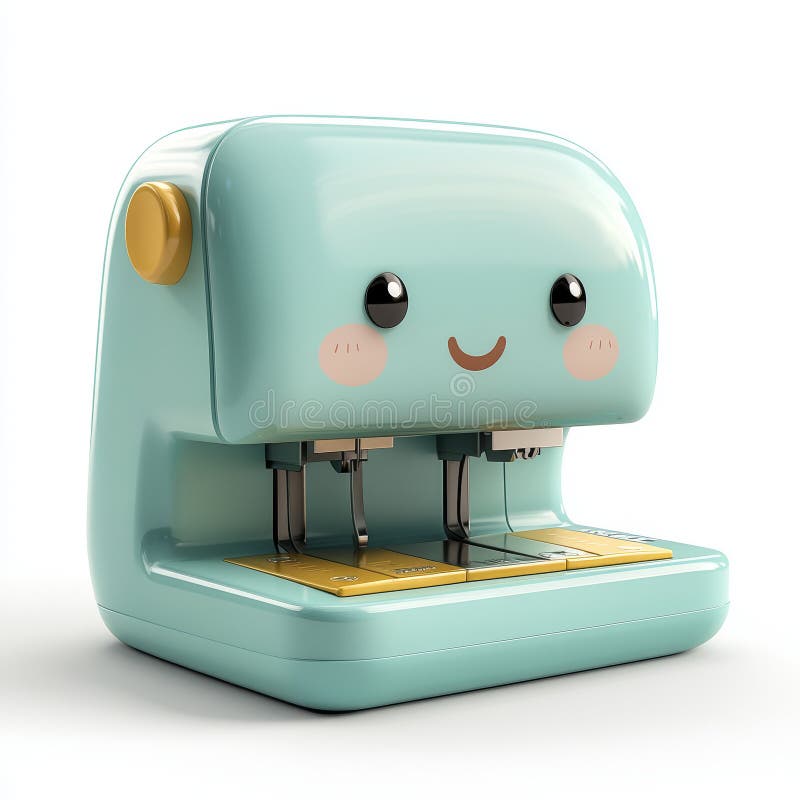 Cute Cartoon Stapler with a Happy Face on a White Background Stock ...