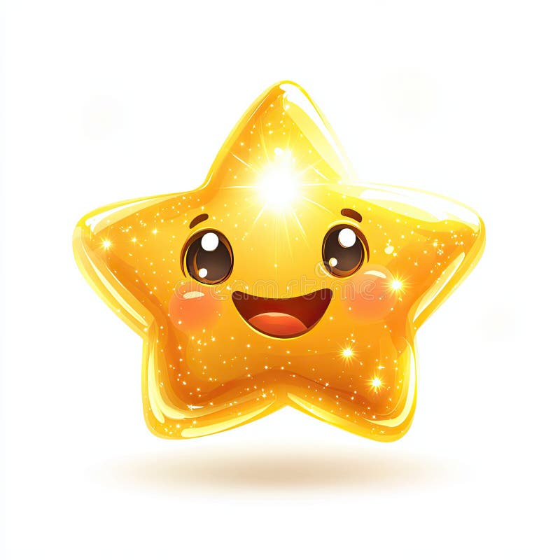 Cheerful Cartoon Star with Bright Smile and Sparkling Features Stock ...