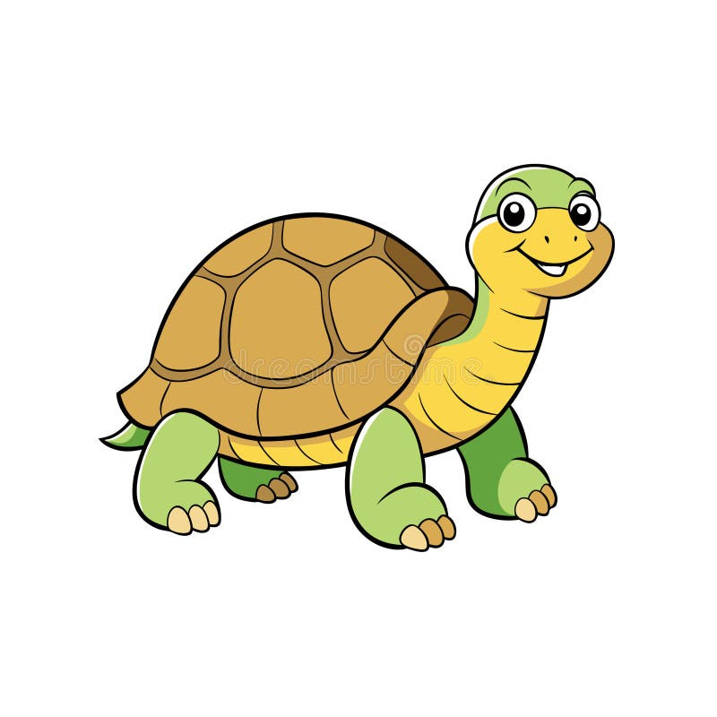 Cheerful Cartoon Turtle Walking Forward on a White Background Stock ...