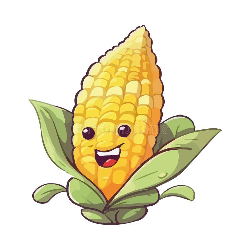 Cheerful Cartoon Vegetable Corn on White Background Stock Vector ...