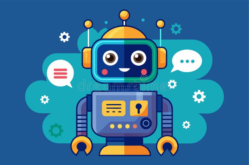 A Cheerful Chat Bot is Shown with Vibrant Colors, Customizable Features ...