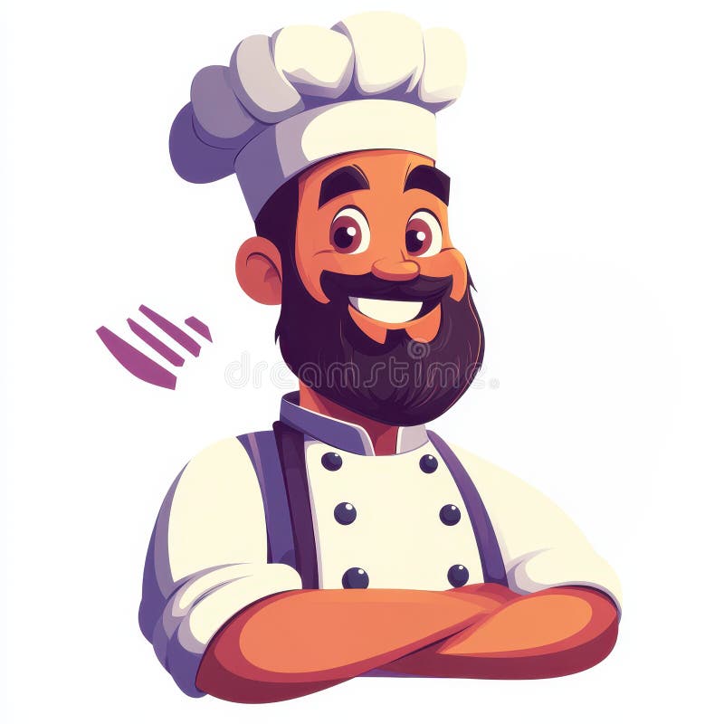 Cheerful Chef with Beard, Wearing White Uniform and Hat, Smiling ...