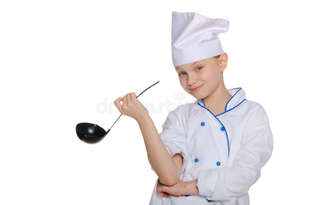 Cheerful chef with ladle stock photo. Image of tasting - 35453162