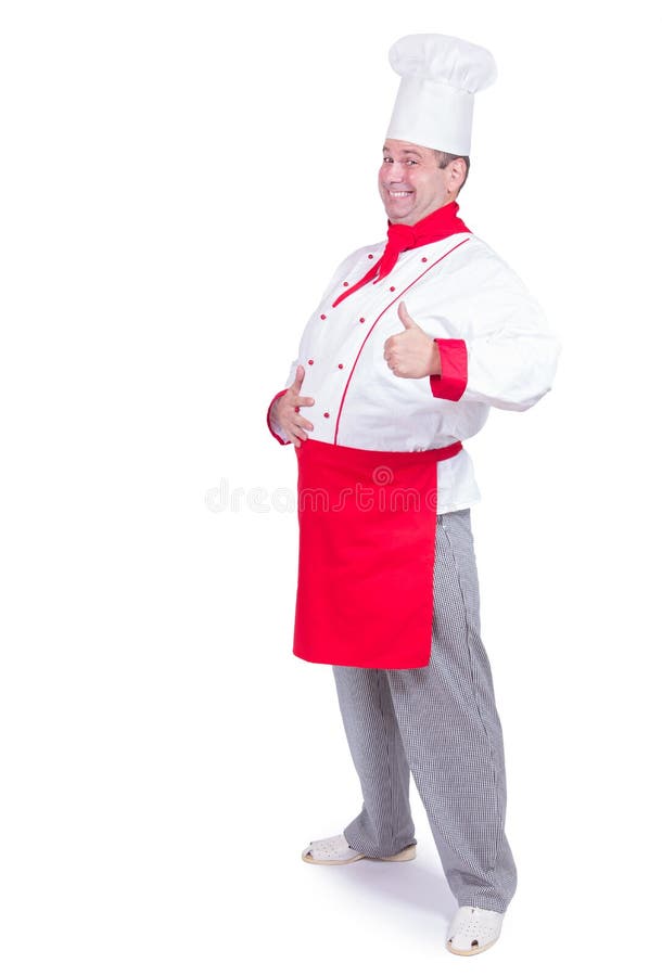 Cheerful Chef Standing with Gesture Thumb Up Stock Photo - Image of ...