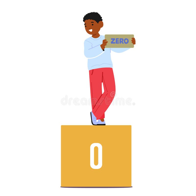 Cheerful Child Holding Number Zero Representing Early Math Learning and ...