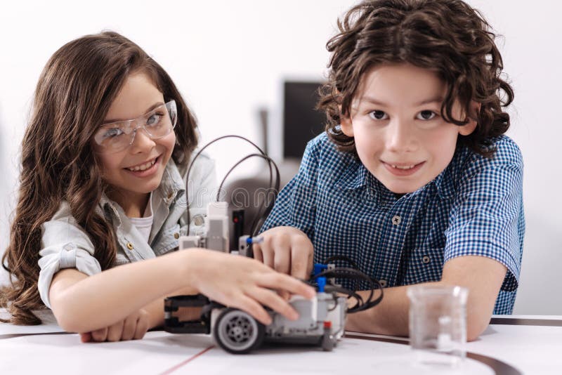 Cheerful Children Having Science Lesson At School Stock Photo - Image ...