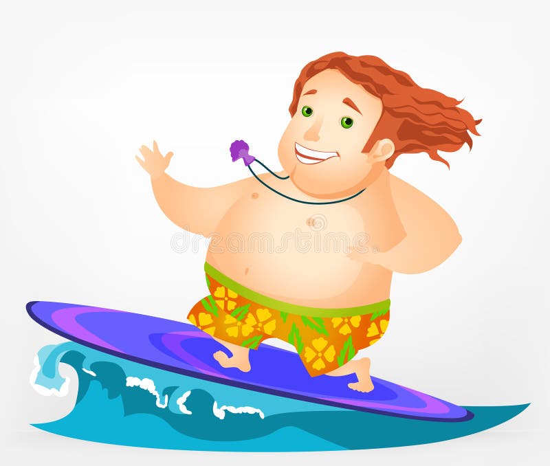 Fat surfer riding wave stock vector. Illustration of leisure - 17516292