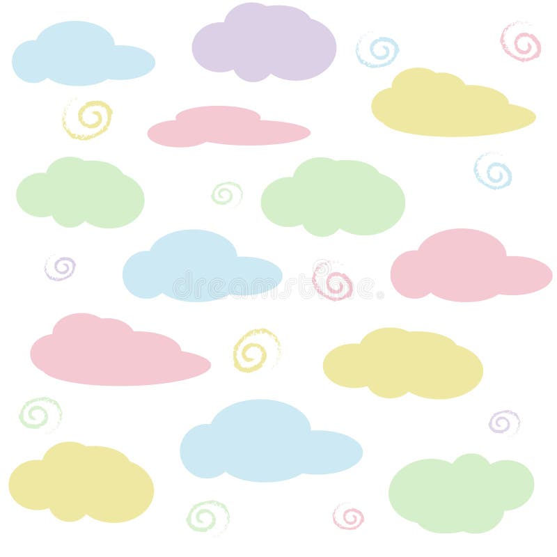 Cheerful Colored Clouds, Children S Seamless Pattern in Soft Pastel ...
