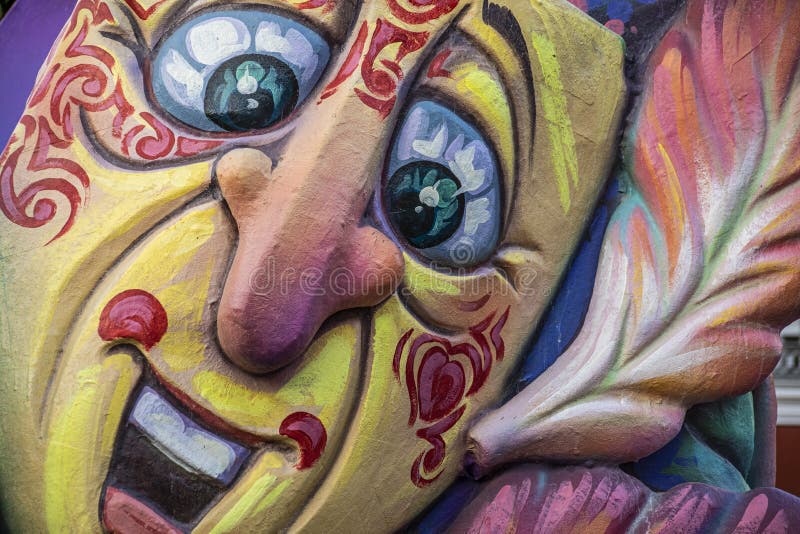 Cheerful and Colorful Masks Decorating a Float Stock Image - Image of ...