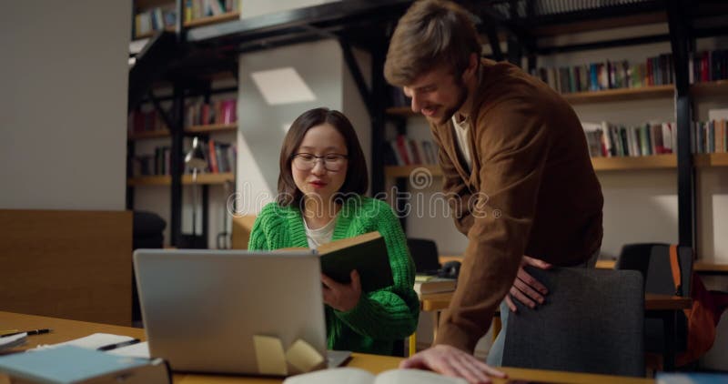 Cheerful Conversation between Two Students while Solving a Problem and ...