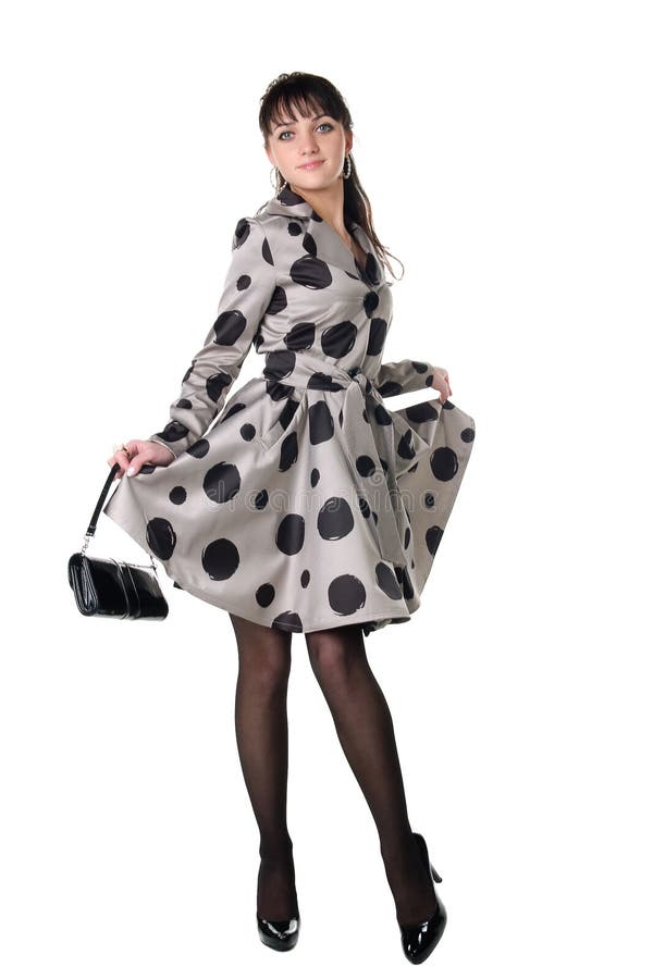 Cheerful Coquette in Retro Style Dress. Stock Image - Image of ...