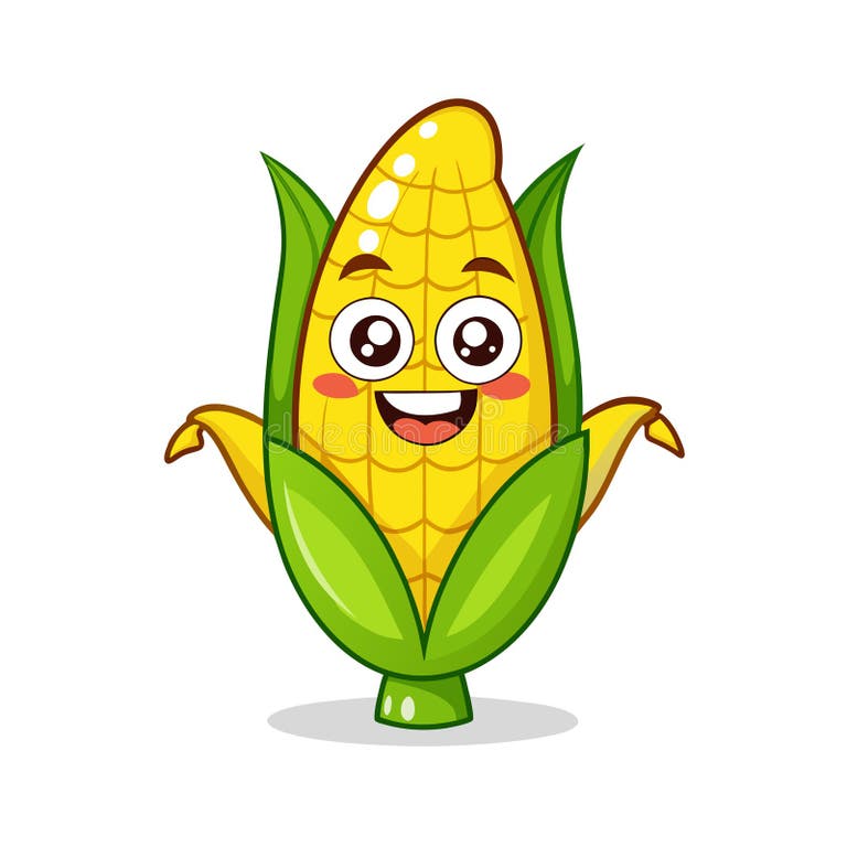 Cheerful Corn Character with Golden Kernels Stock Vector - Illustration ...