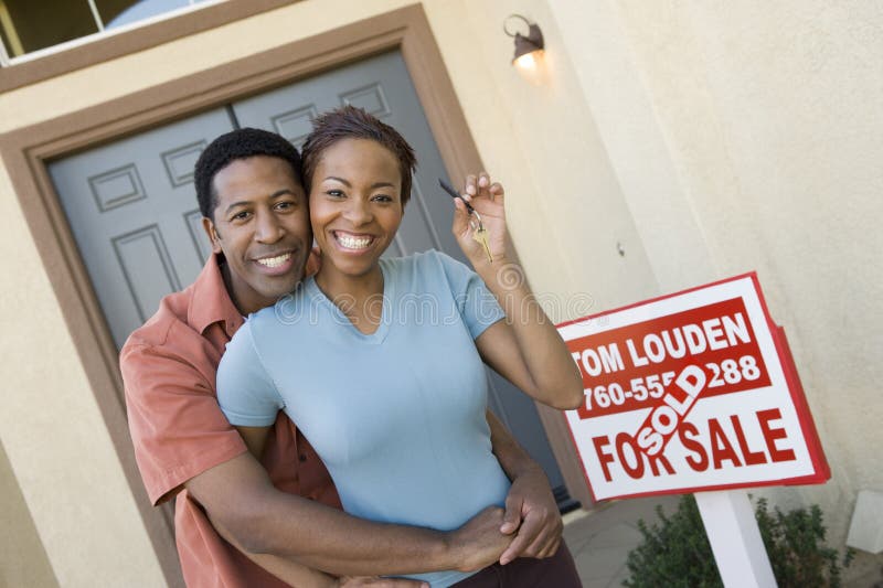 Cheerful Couple Holding House Keys Stock Image - Image of property ...