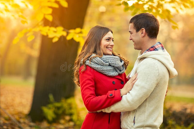Cheerful Couple in Love in Park Stock Image - Image of concept, dating ...