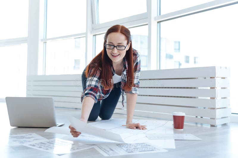 Cheerful Creative Engineer Working on a Project Stock Image - Image of ...