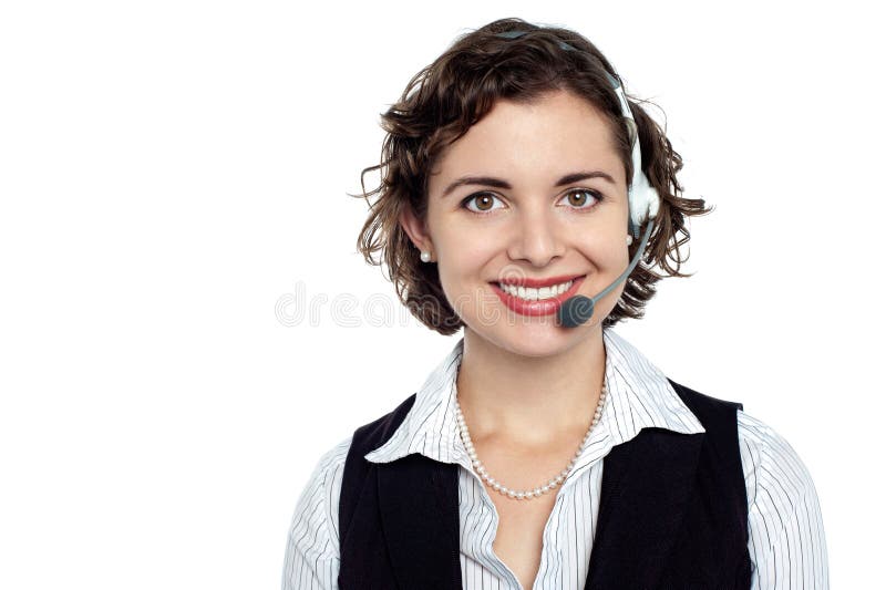 Cheerful Customer Care Executive Stock Image - Image of care, gorgeous ...