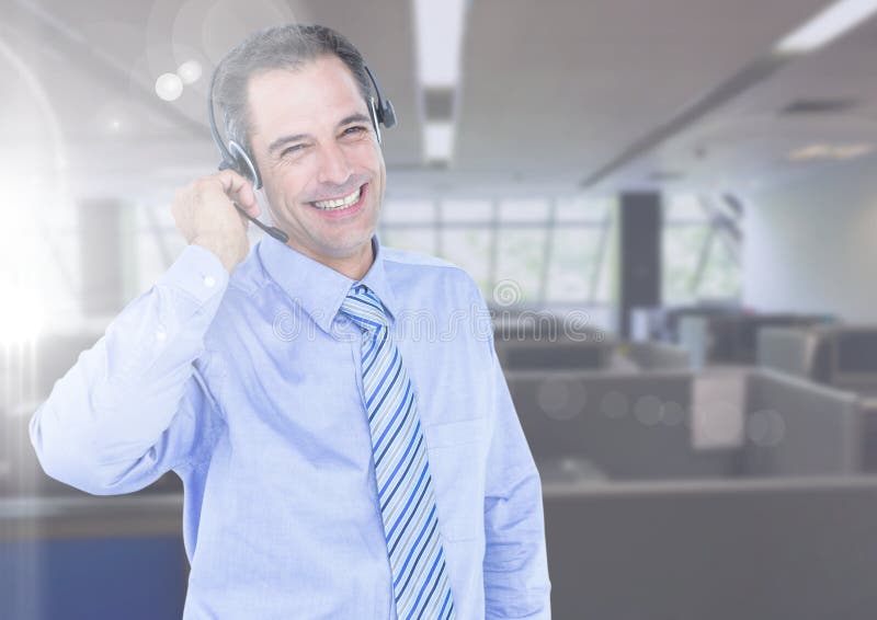 Cheerful Customer Service Man in Headset Stock Photo - Image of ...