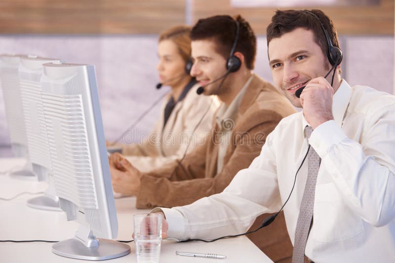 Cheerful Customer Servicer Working in Call Center Stock Photo - Image ...