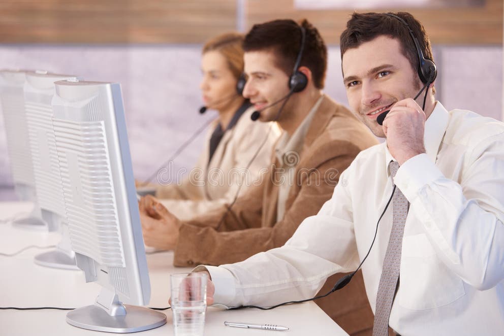 Cheerful Customer Servicer Working in Call Center Stock Photo - Image ...