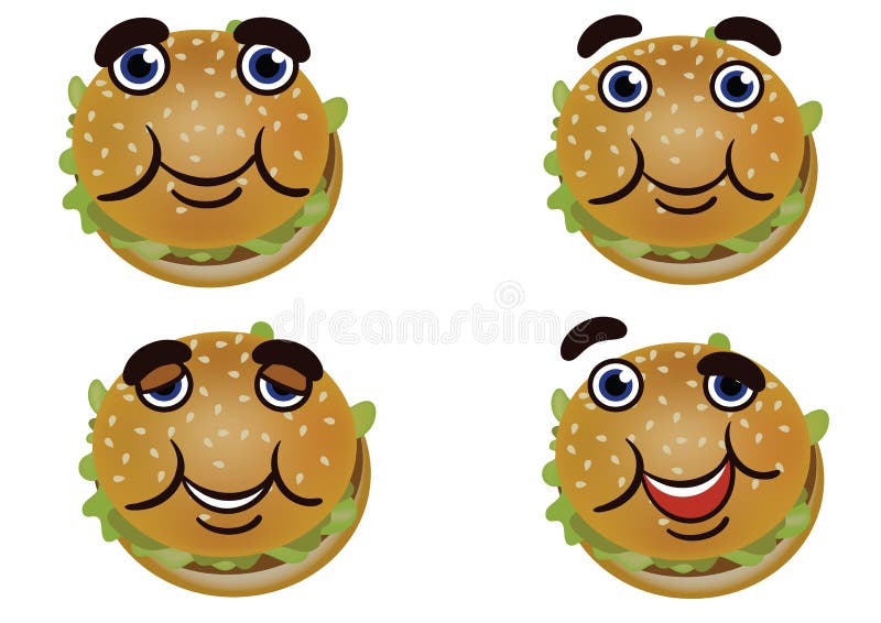 Cheerful cute burger. stock vector. Illustration of food - 74591234