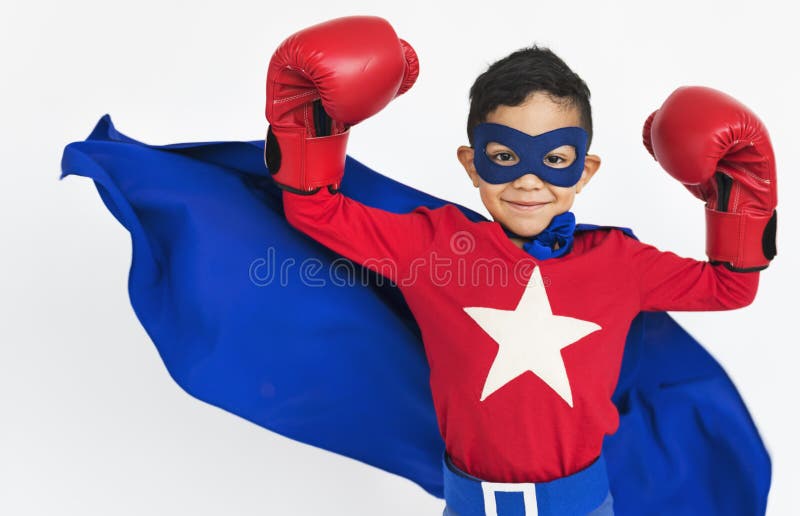 Cheerful Cute Kid Having Fun with Power Concept Stock Image - Image of ...