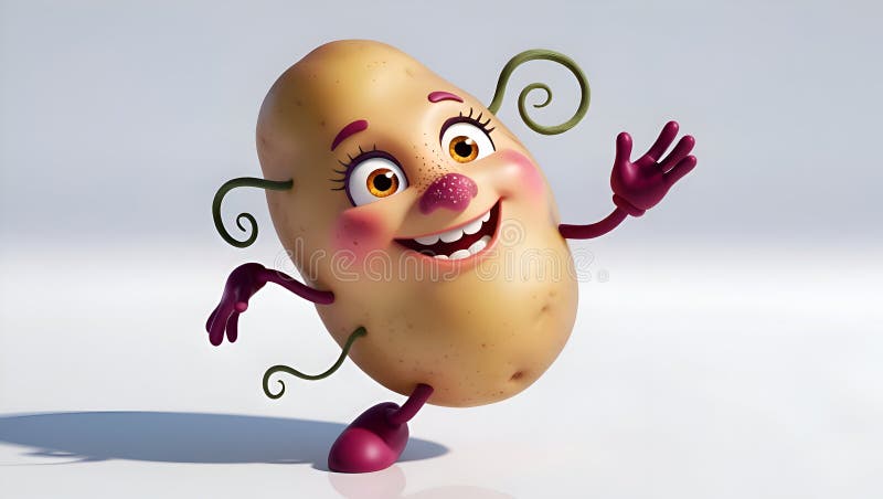 Cheerful 3d Animated Potato Character White Background Stock ...