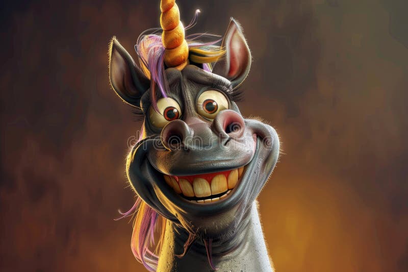 Cheerful 3D Animated Unicorn with Smiling Expression Stock Illustration ...
