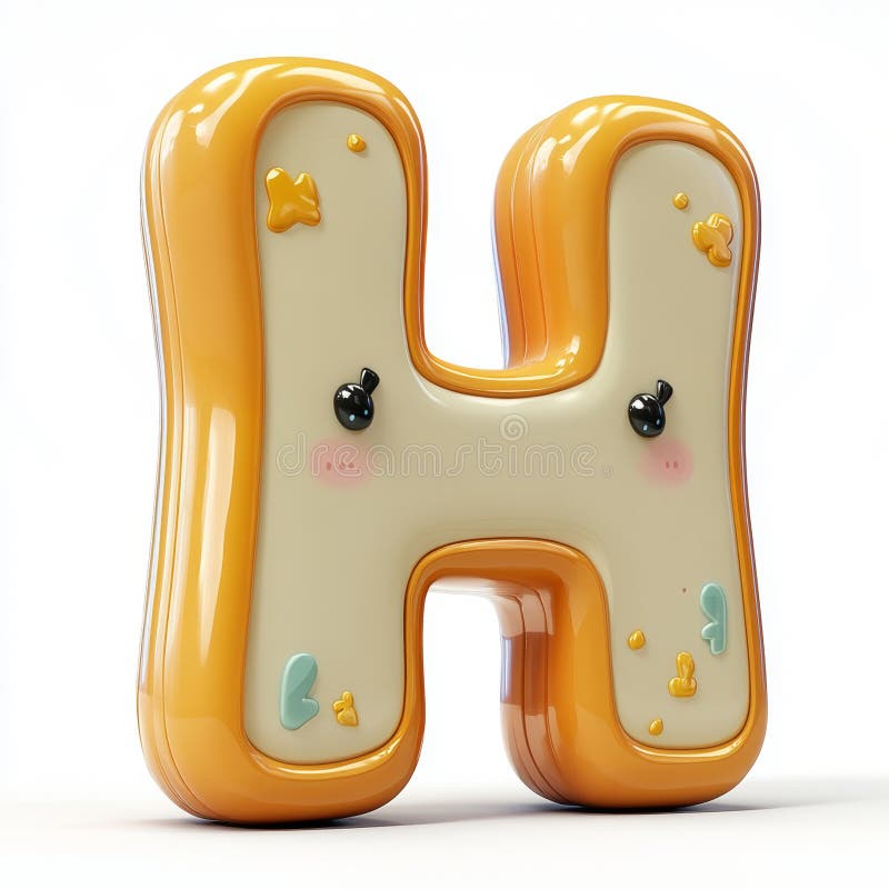 Happy Cartoon Letter H Character Design Isolated on White Background ...