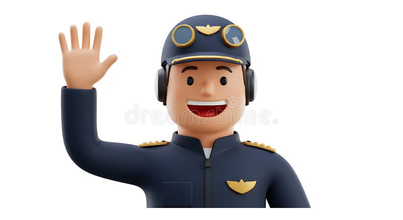 Friendly AI Pilot Waving stock illustration. Illustration of gold ...