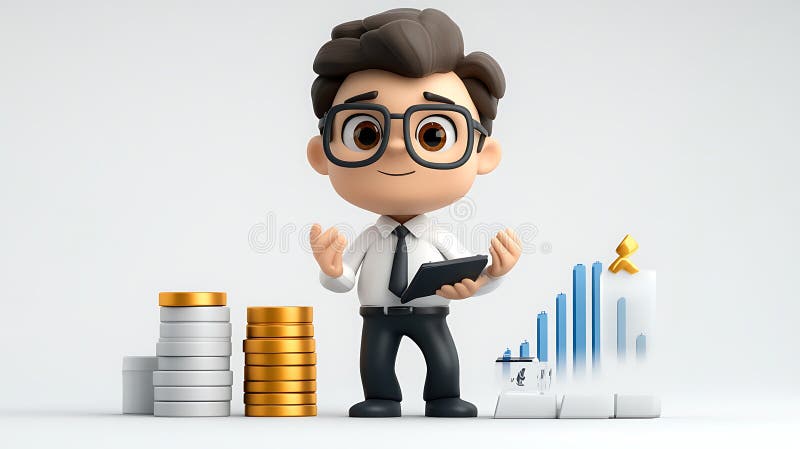 3D Character of Economist Analyzing Financial Trends Stock Illustration ...