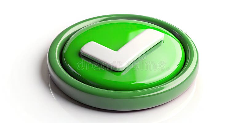 Cheerful 3D Green Checkmark Button a Miniature Tilted Symbol of ...