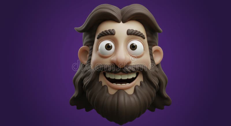 Happy Cartoon Man with Beard, 3D Render Stock Illustration ...