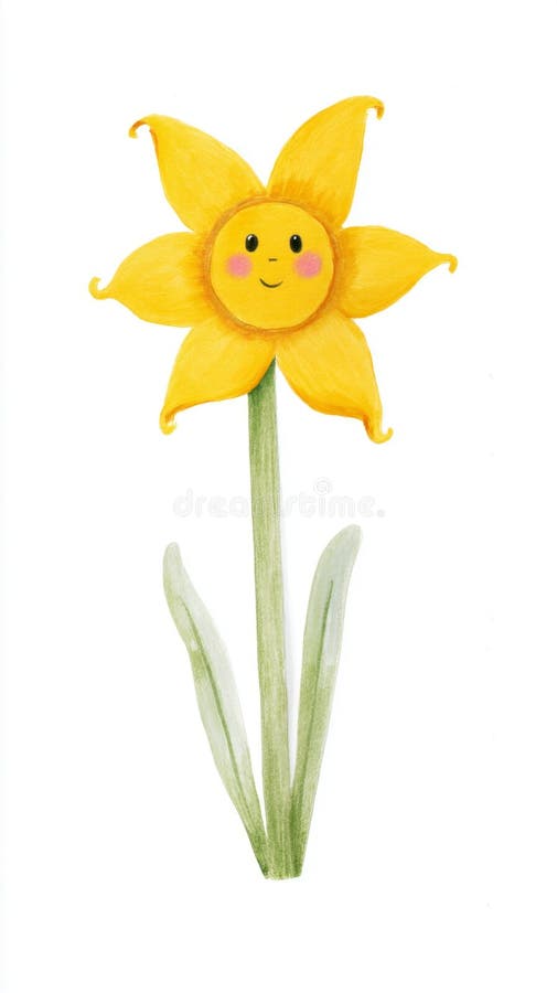 Cheerful Daffodil with Smiling Face for Spring Decor and Greeting Card ...
