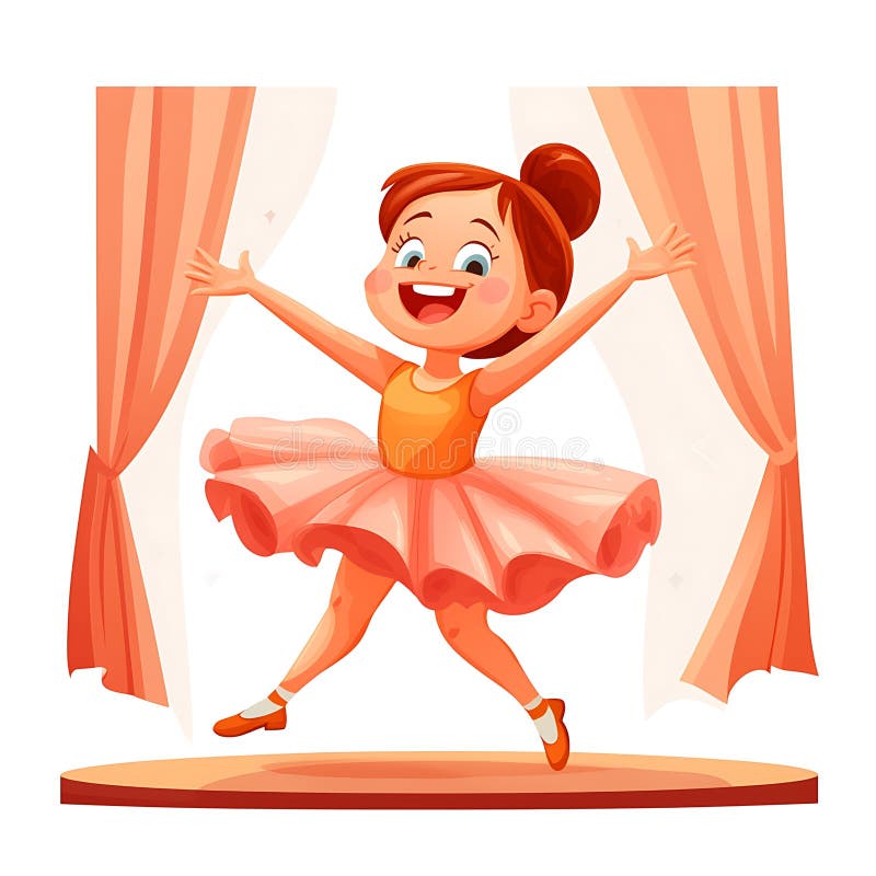 Cheerful Dancer Performing on Stage in Tutu Stock Illustration ...