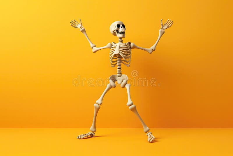Cheerful Dancing Skeleton Brings Laughter To Halloween Stock ...