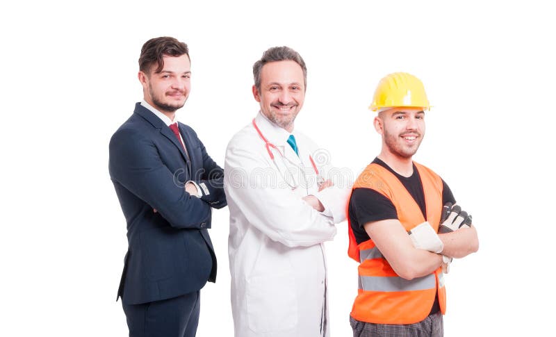 Cheerful Group of Businessman, Doctor and Engineer Stock Image - Image ...