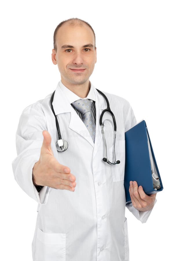 Cheerful Doctor Giving Hand for Handshaking Stock Image - Image of good ...