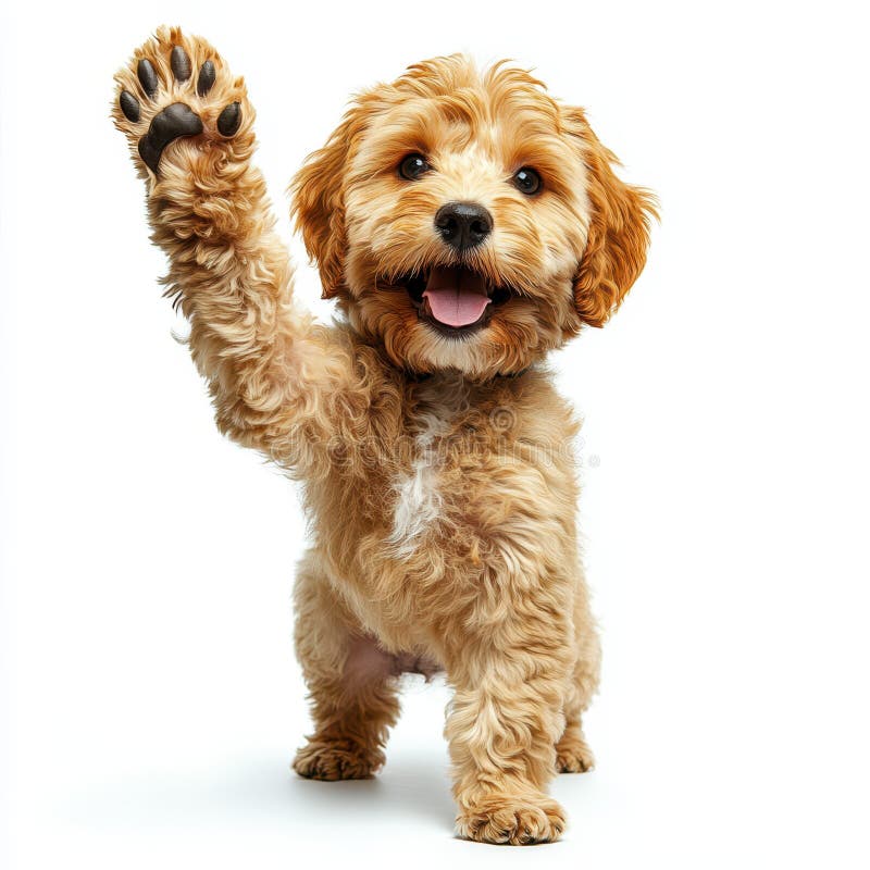 Cheerful Dog Waving in Video Call with Friendly Expression Stock ...