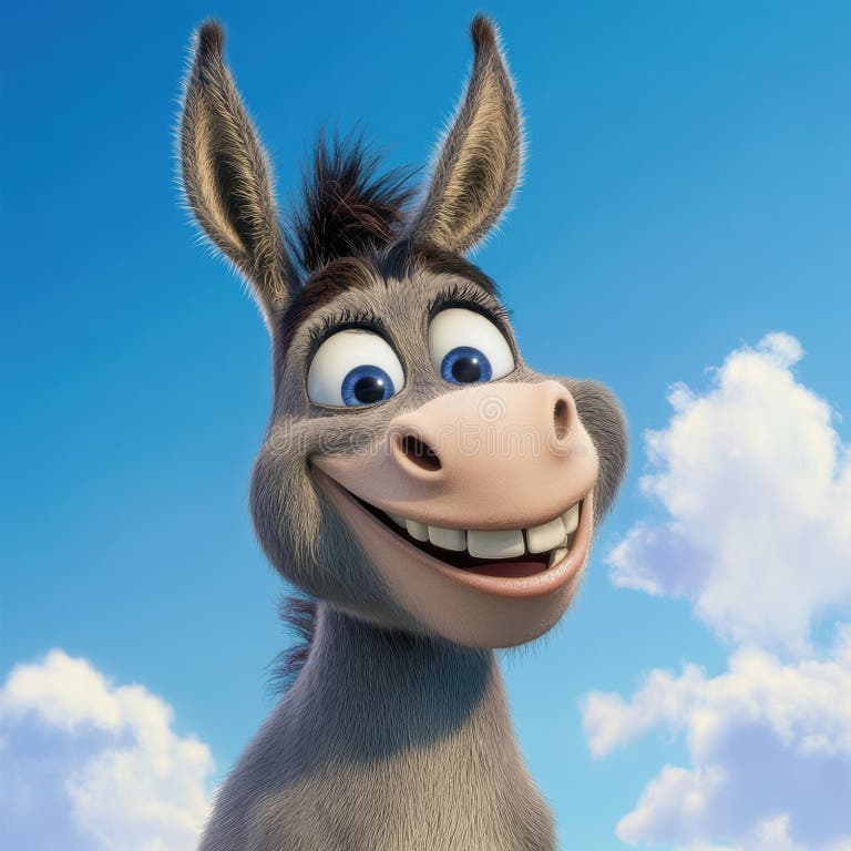 Cheerful Donkey in a Bright Sky Setting for Fun and Whimsical Designs ...
