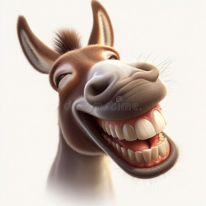 Cheerful Donkey Smiling. Generative AI Stock Illustration ...