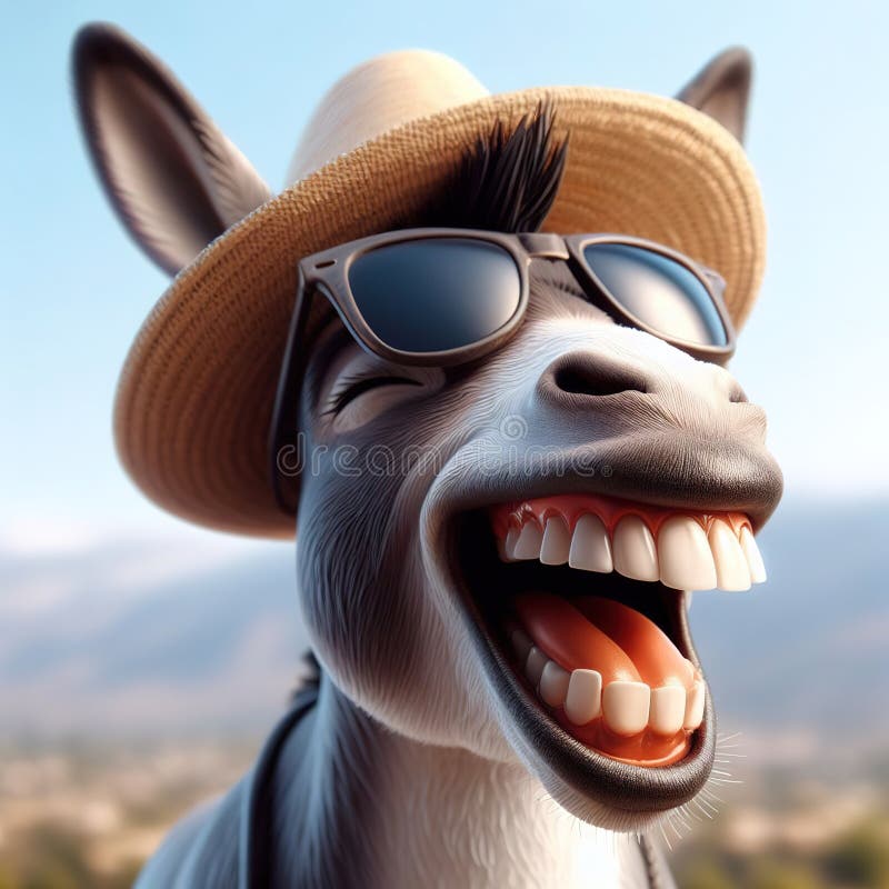 Cheerful Donkey Smiling. Generative AI Stock Illustration ...